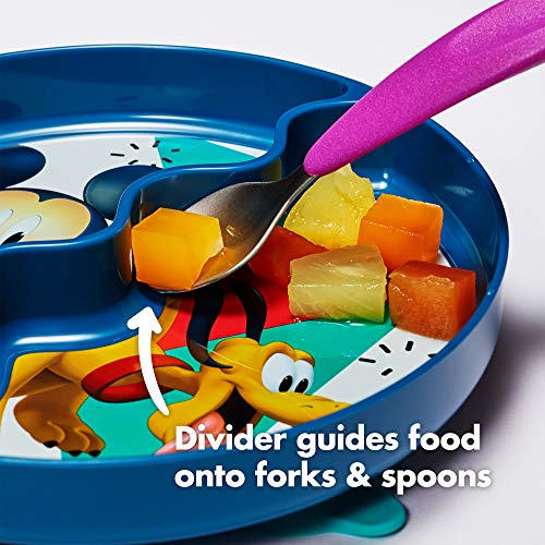 The First Years Disney Mickey Mouse Baby Suction Plate - Divided Toddler Plates with Suction - Kids Plates Made Without BPA