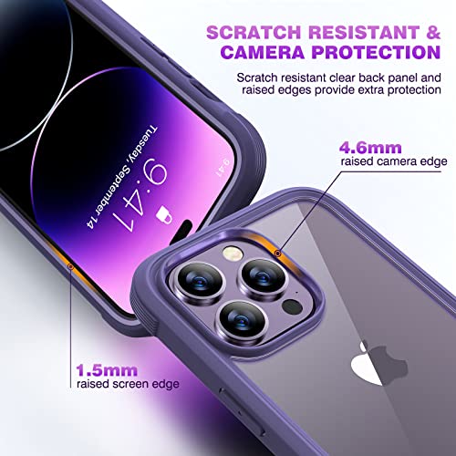 Diaclara Designed for iPhone 14 Pro Max Case 6.7 Inch with Screen Protector Touch Sensitive, [2023 Upgraded] 360 Full Body Bumper Cover+9H Glass Camera Lens Protector (Royal Purple)