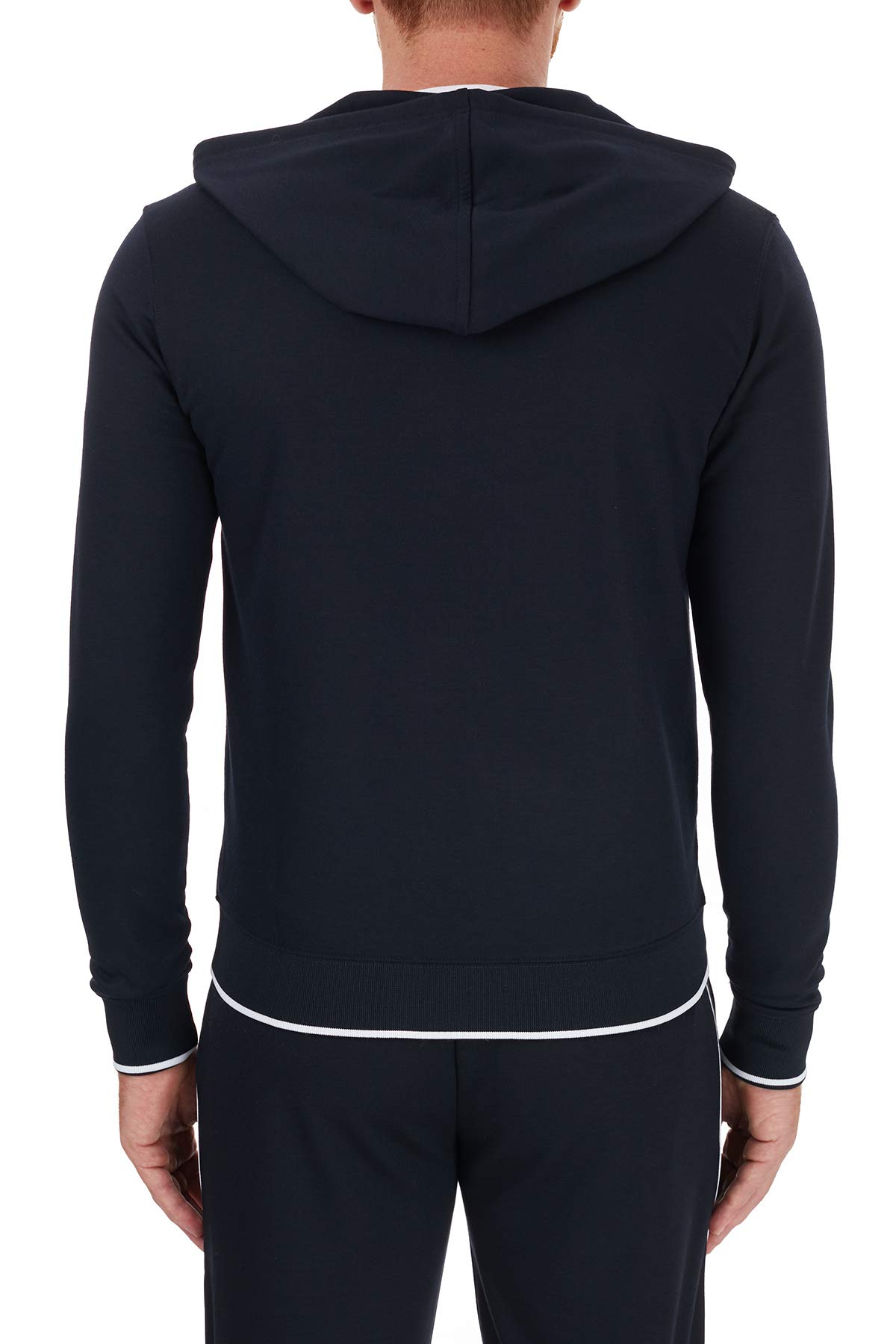 A|X ARMANI EXCHANGE mens Basic Zip Up Hoodie With Chest Logo Hooded Sweatshirt, Navy, Large US