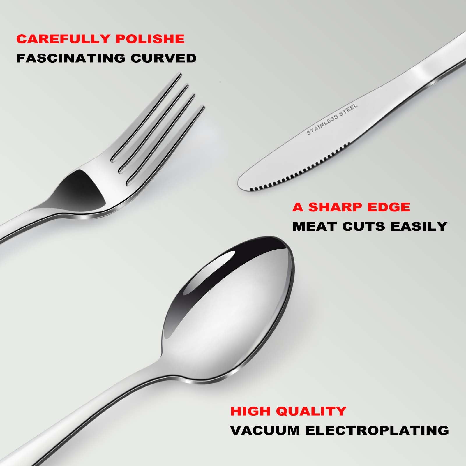 Bestdin Silverware Set for 8, 40-Piece Spoons and Forks Set, Food-Grade Cutlery Set, Stainless Steel Forks and Spoons Silverware Set, Flatware sets Includes Knife/Fork/Spoon, Dishwasher Safe.