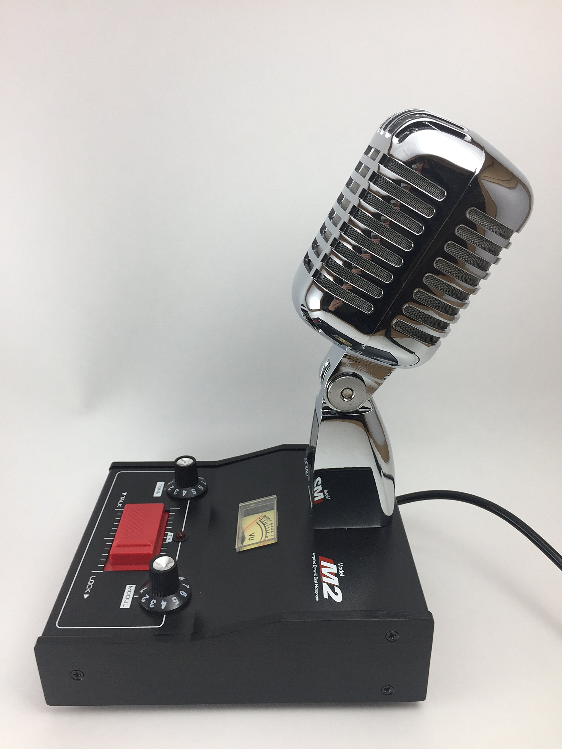 Delta M2 Chrome Amplified Dynamic Power Base Microphone 4 Pin Cobra CB Ham Mic