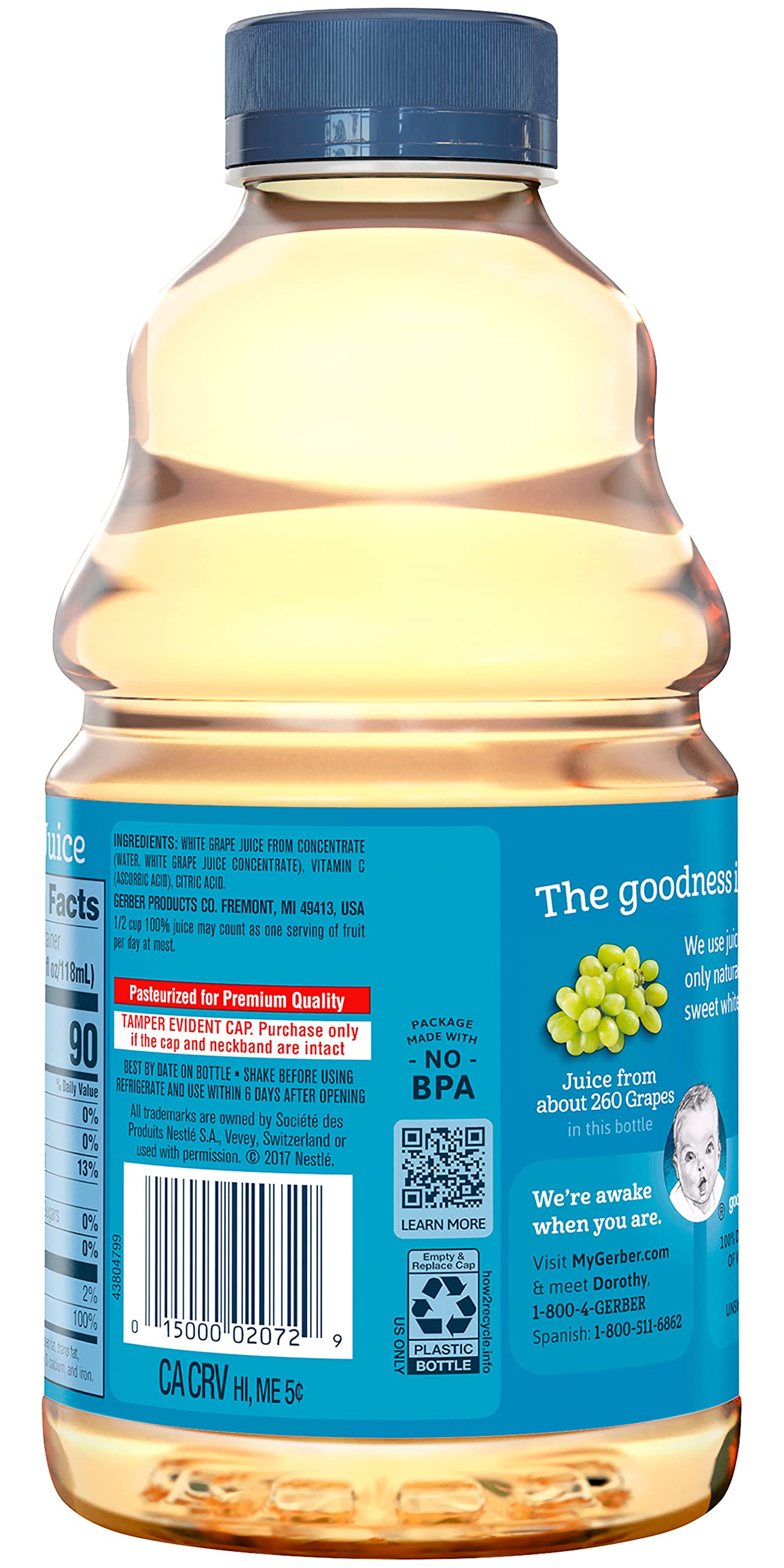Gerber 100% White Grape Juice, 32-Ounce Bottles (Pack of 6)