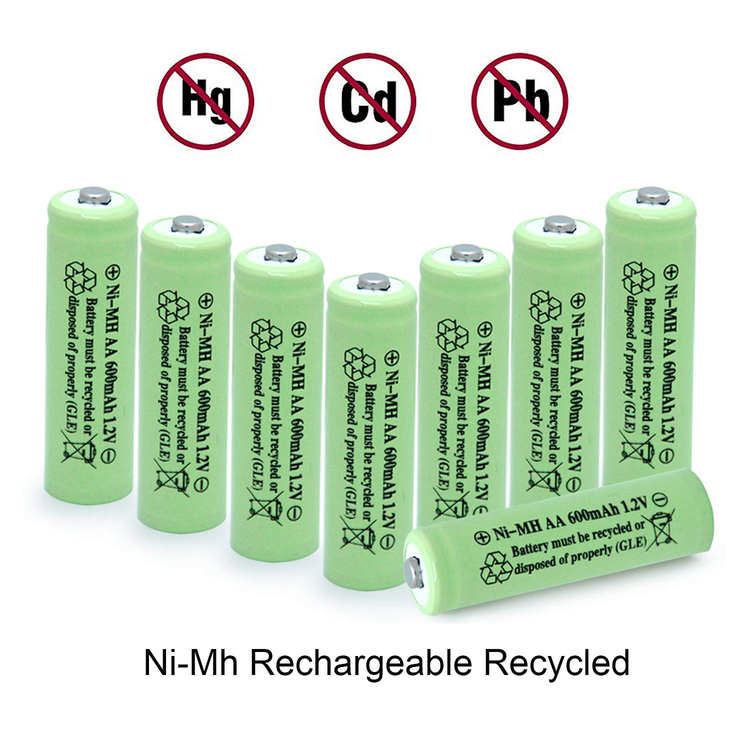 QBLPOWER AA Ni-MH 600mAh 1.2V Rechargable Solar Light Batteries for Outdoor Solar Lamps Garden Lights Remotes Mice(8Pcs)