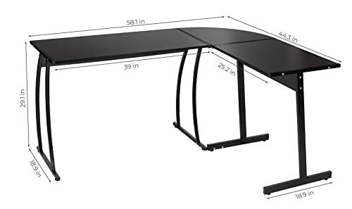 GreenForest L Shaped Gaming Desk 58.1 inch Home Corner Office Desk Writing Studying Computer Table PC Workstation for Home Office Bedroom, Black