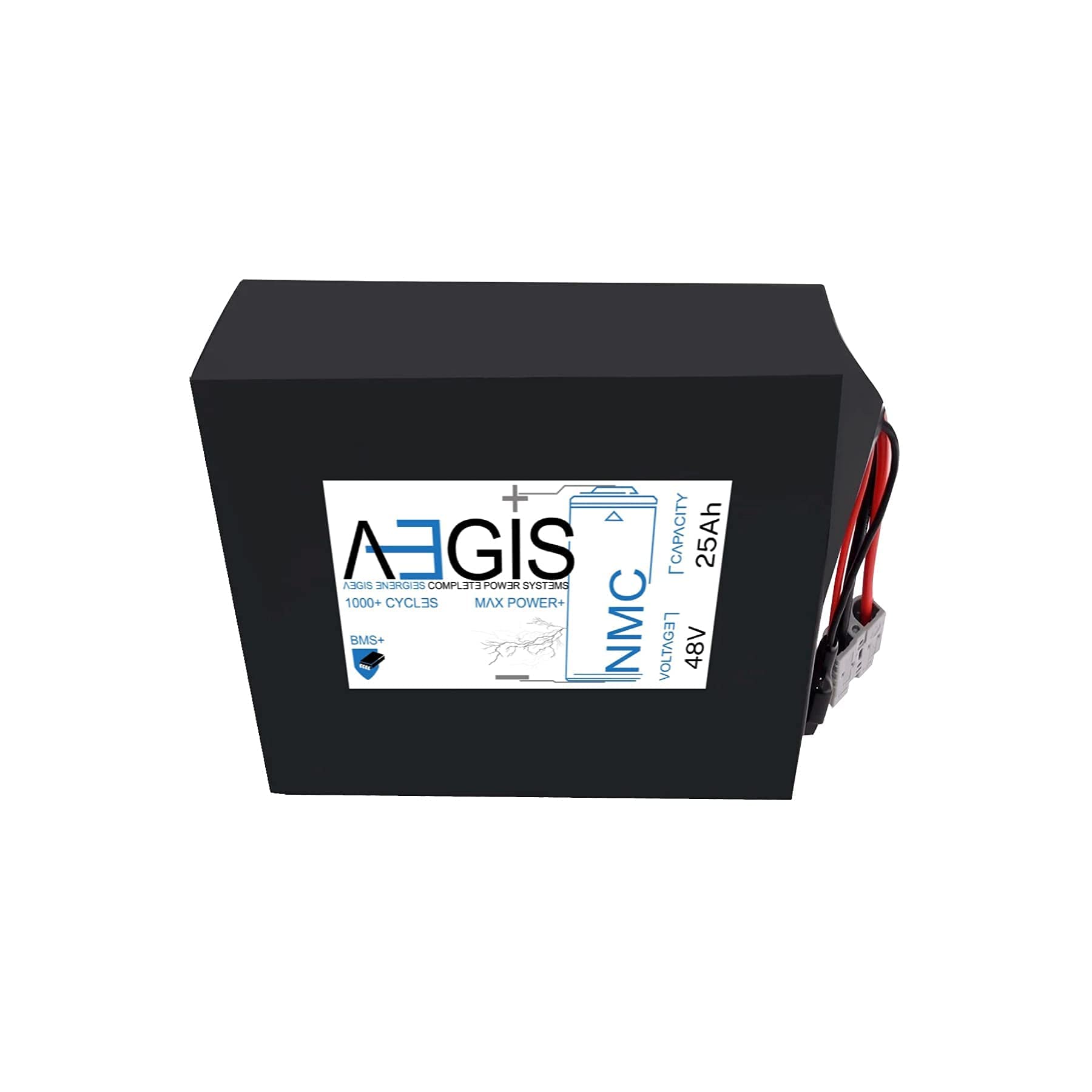 Aegis Battery 48V 25Ah (Lithium Battery + Charger) Rechargeable high-Energy Li-ion Battery (PVC) with BMS System for e-Scooters, e-Bikes