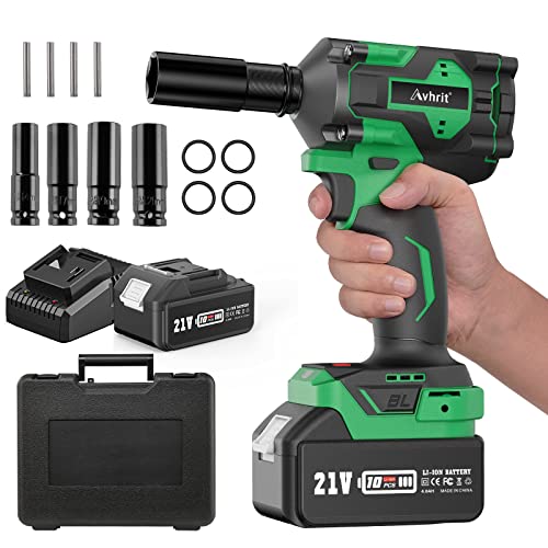 Avhrit Impact Wrench with a Battery, 650Nm/479ft-lbs Impact Wrench 1/2, Cordless Compact Impact Wrench, Brushless Impact Driver Kit for Car Tires Home