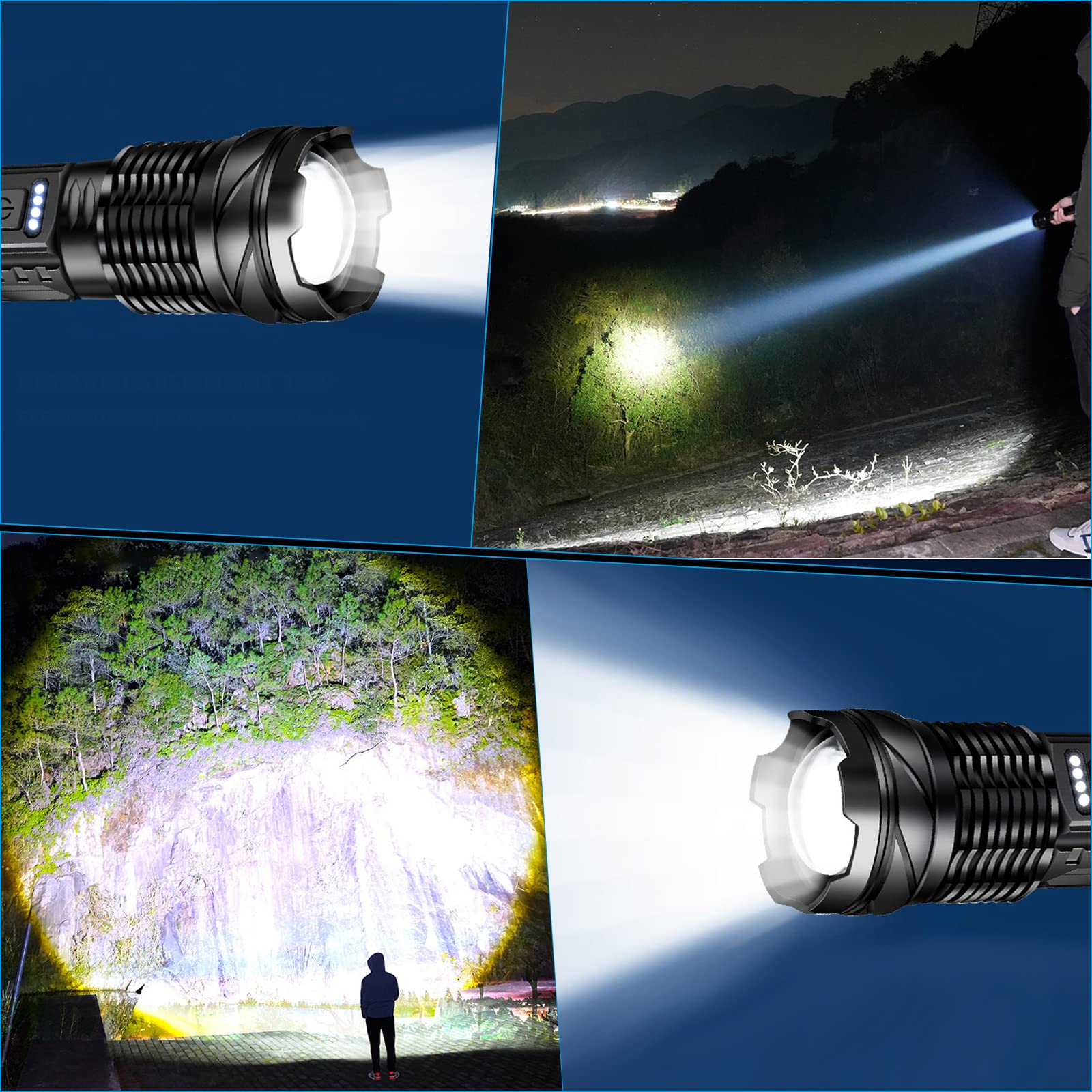 HOSONIC A76 Rechargeable Flashlights 20000 High Lumens - Brightest LED Flash Light 7 Modes with COB Side Light,High Powered Handheld Flashlight for Emergency Camping
