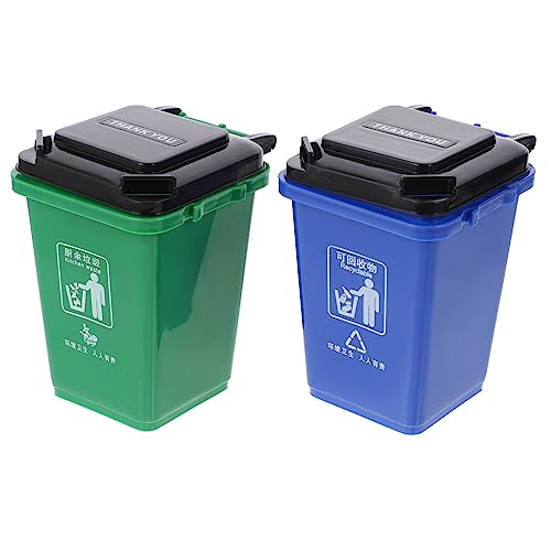 Cabilock Mini Dumpster Small Recycling Bin 2 Pcs Mini Pencil Stand Small Trash can Office Supplies Organizer Curbside Garbage Trash Mini Dumpster Pencil Holder