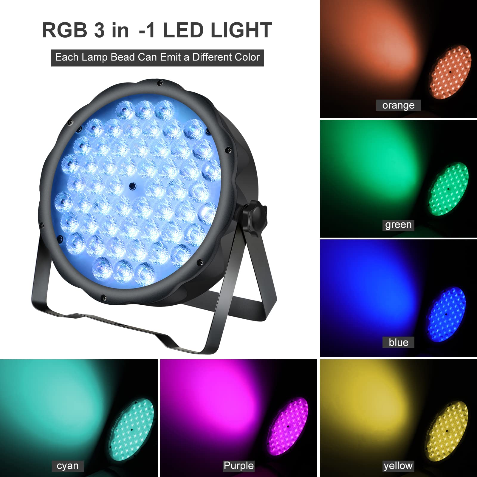 LED Stage Light 4Packs,Yunhion 90W Halloween RGB LED Par Light,9 Modes LED Uplight Party Light with DMX Sound Activated,Stage Lighting for Weeding Party Club Disco Strobe Par Light