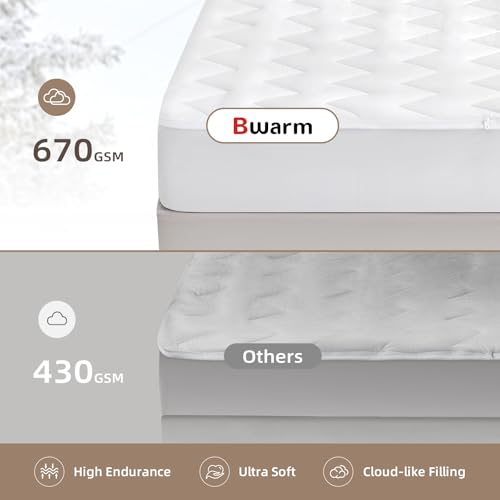 Bwarm Premium Multi-Zone Electric Heated Mattress Pad King Size, 78" x 80", Dual Controllers, 9 Heat Settings, 1-12 Hours Auto Off, Individual Body and Feet Settings, Machine Washable