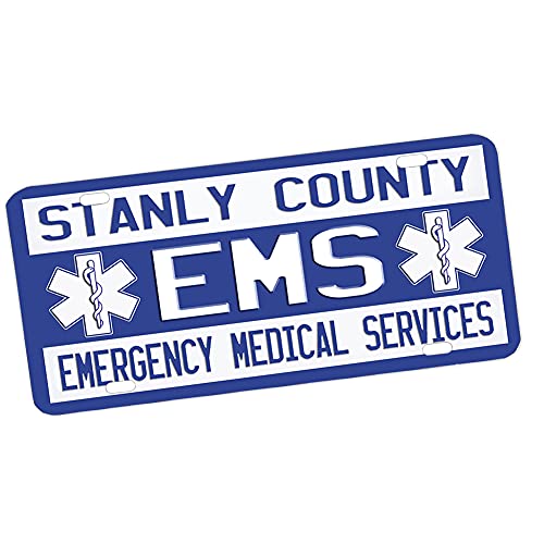 Compatible with Stanly County EMS North Carolina Paramedics Emergency Services Technician Medical Garage Signs Metal Vintage Style Decor Metal Tin Aluminum Novelty License Plate