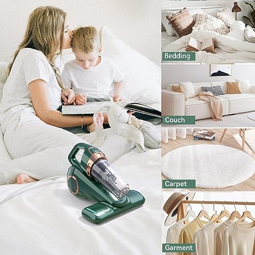 Dibea Handheld Bed Vacuum Cleaner Machine, Mattress Vacuum Cleaner with 15KPa Suction, UV Light, Washable HEPA Filter for Deep Clean Fur, Hair, Dust on Sofa, Couch, Carpet and Fabric