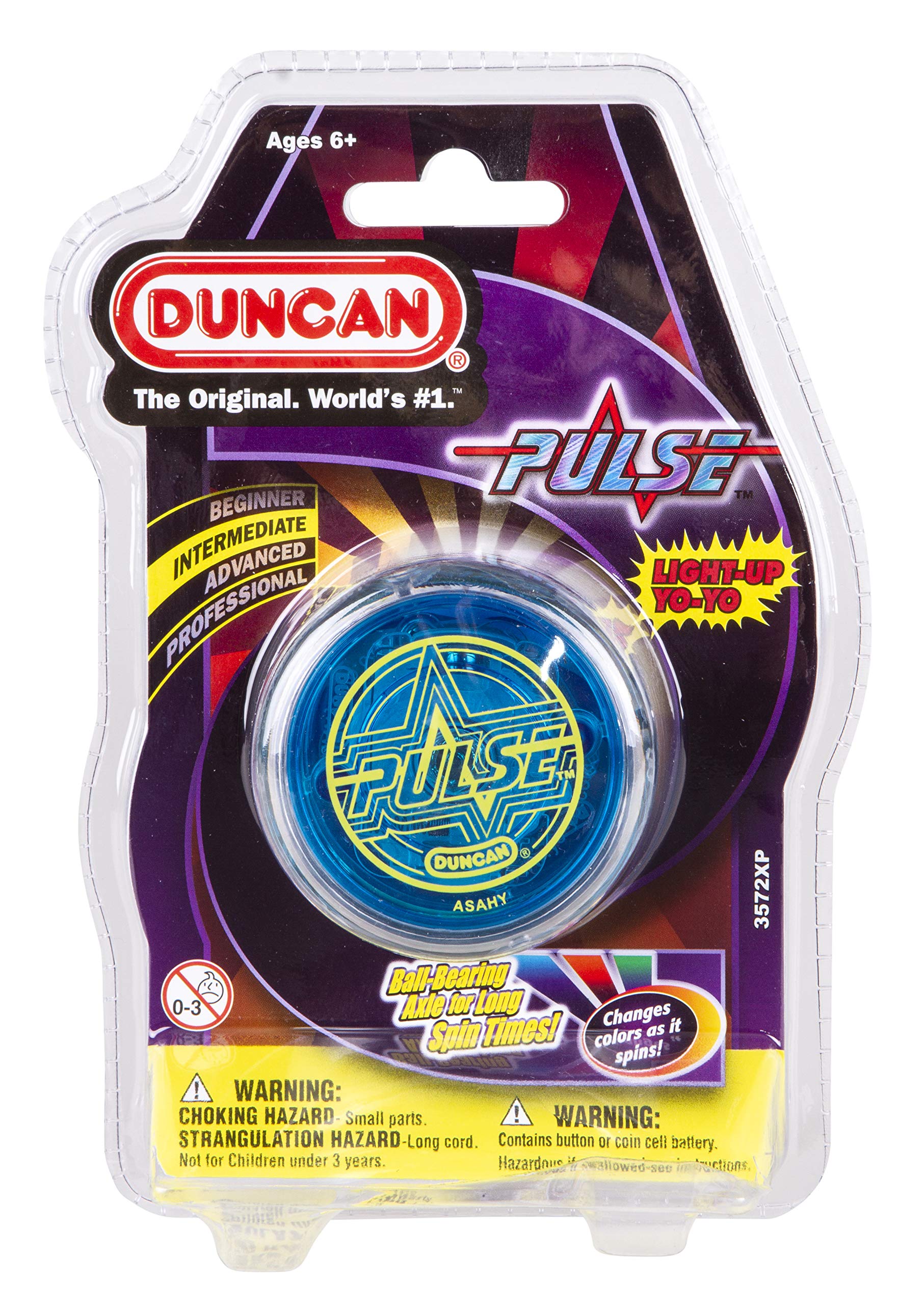 Duncan Toys Pulse LED Light-Up Yo-Yo, Intermediate Level Yo-Yo with Ball Bearing Axle and LED Lights, Clear/Blue