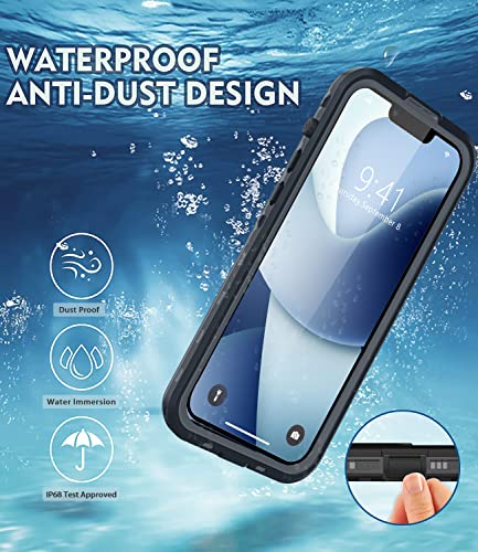 Dewfoam Design for iPhone 14 Waterproof Case, Shockproof Dustproof Phone Case for iPhone 14 with Screen Protector, Full Body Protective Cover for iPhone 14 6.1'' (Black)