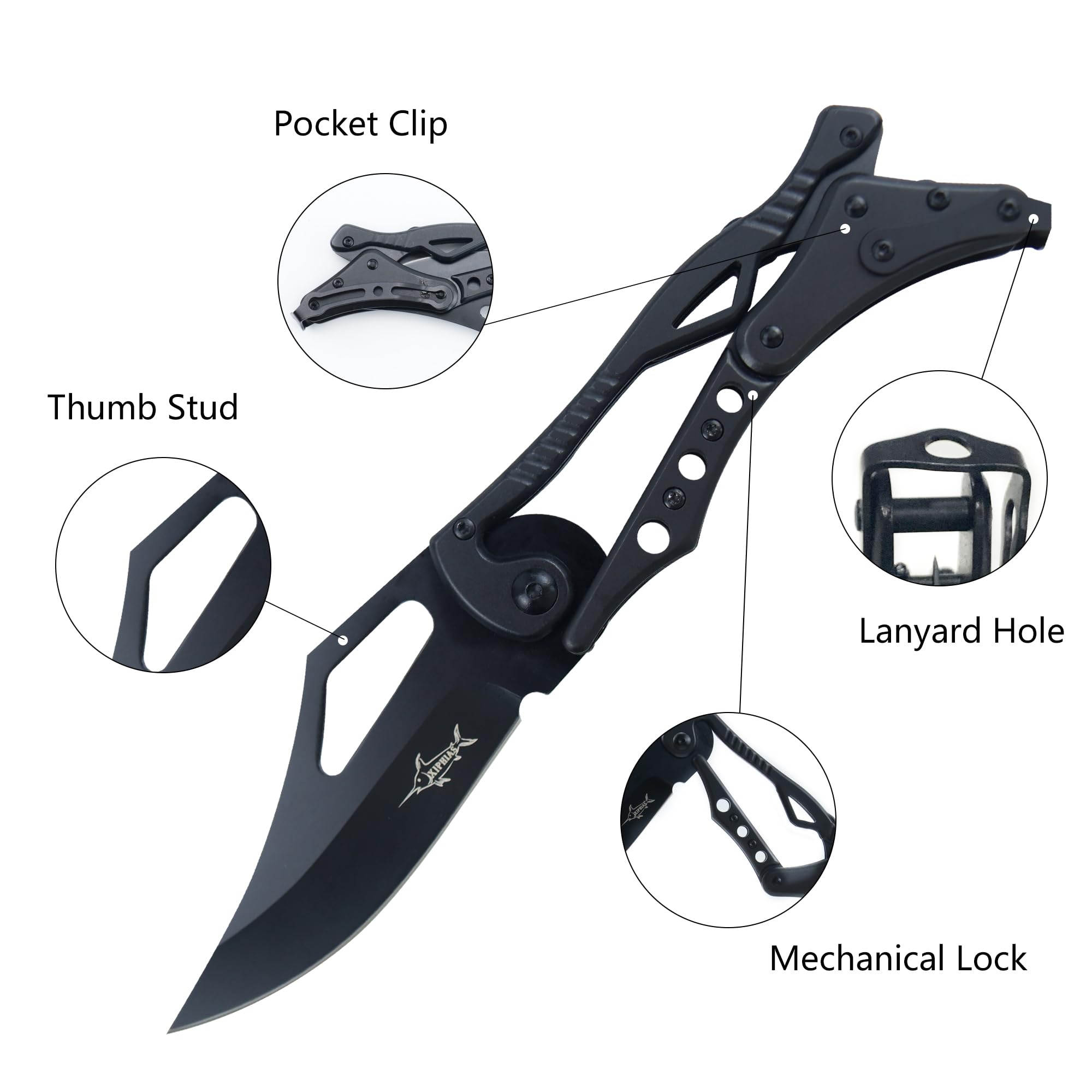 XIPHIAS Mechanical Creativity Pocket Folding Knife,9CR18 Steel Blade - 8.5" Total