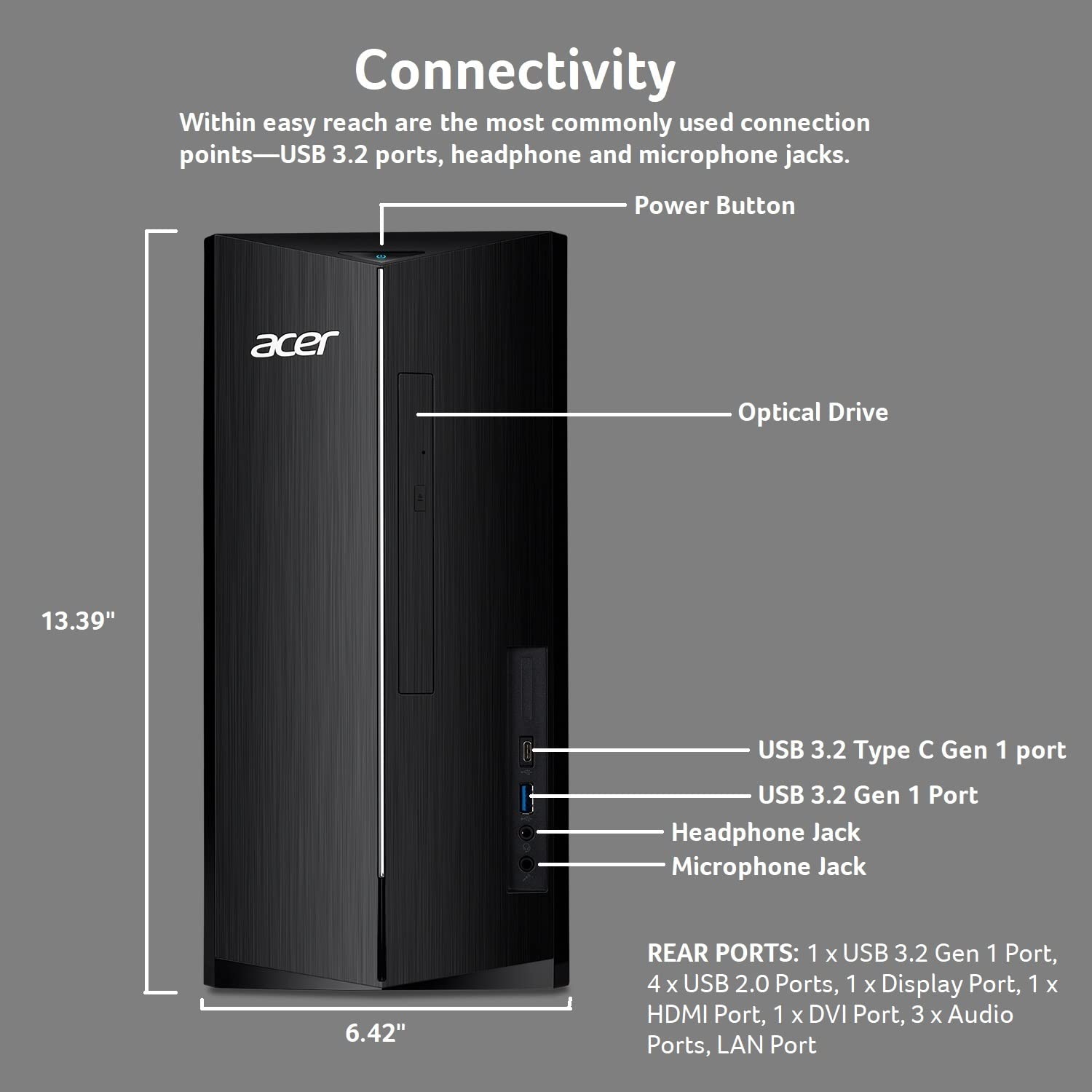 Acer Aspire TC-1760-UR12 Desktop | 12th Gen Intel Core i7-12700 12-Core Processor | 16GB 3200MHz DDR4 | 512GB SSD | 1TB HDD | 8X DVD | Intel Wireless Wi-Fi 6E AX211 | Bluetooth 5.2 | Windows 11 Pro