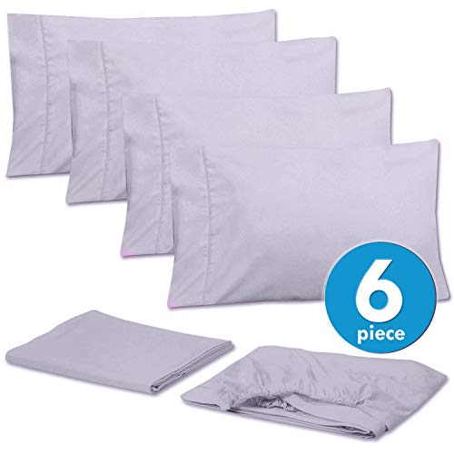 Cal King Size Bed Sheets - 6 Piece 1500 Supreme Collection Fine Brushed Microfiber Deep Pocket California King Sheet Set Bedding - 2 Extra Pillow Cases, Great Value, California King, Lilac