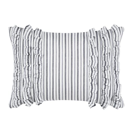 Laura Ashley- King Duvet Cover Set, Reversible Cotton Bedding Set, Includes Matching Sham(s) with Bonus Euro Sham(s) & Throw Pillow Covers (Annalise Floral Grey, King)