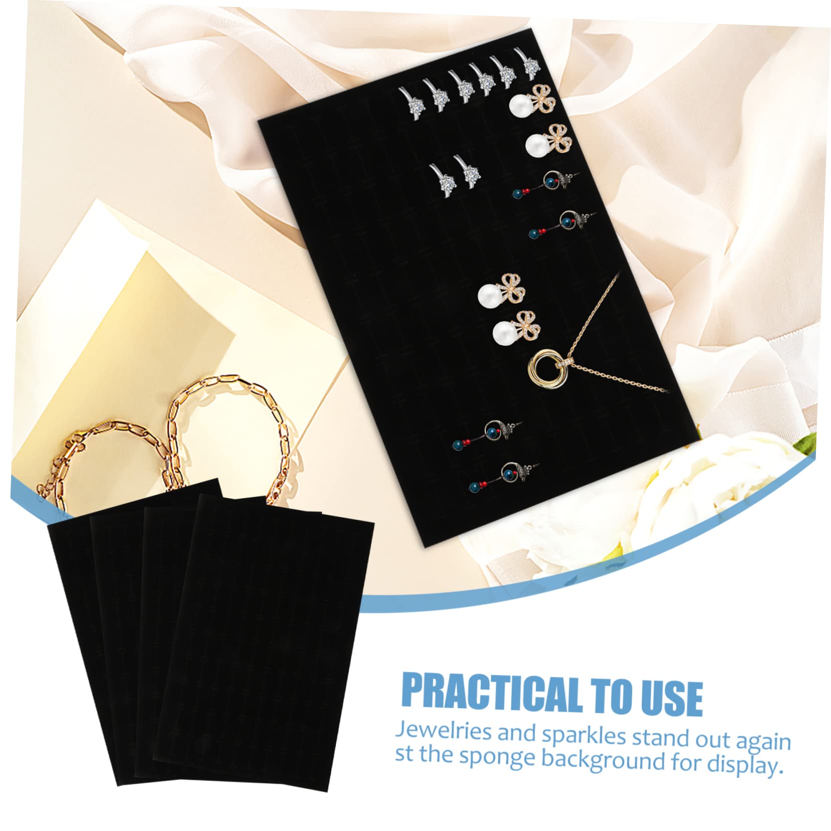 ABOOFAN 16 Pcs Jewelry Box Pad Ring Display Case Glasses Necklace Rearring Organizer Earring Sponge Pad Ring Insert Display Pad Black Earrings Holder Jewelry Sponge Holder Monitor Drawer