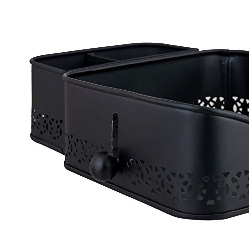 Asiatic Craft Salt Pepper and Napkin Caddy - Galvanized Black Holder Metal for Kitchen Farmhouse Organizer Indoor Outdoor Table Home Décor Hotel Design 1 AC-AE-037N