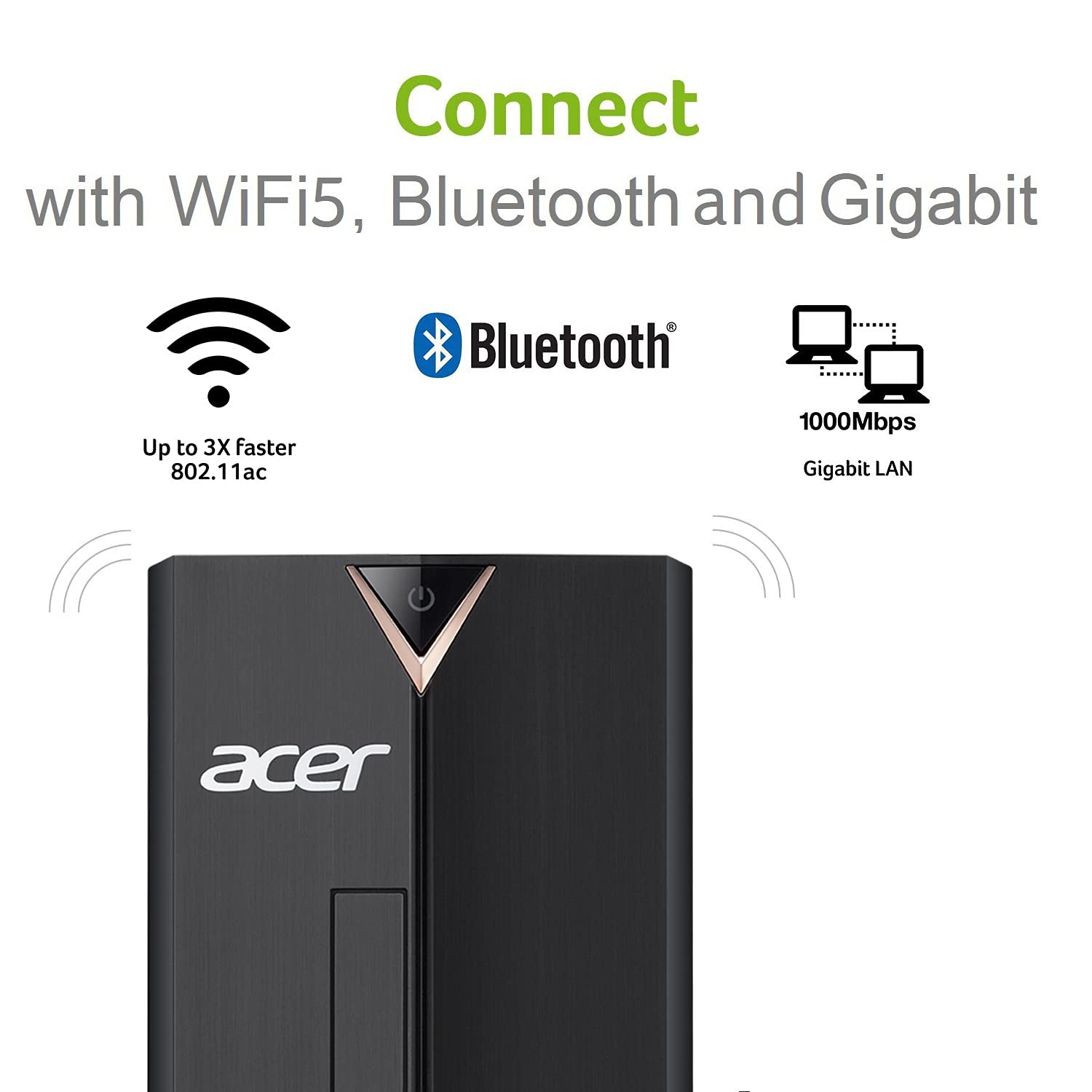 Acer Aspire XC-830-UA91 Desktop | Intel Celeron J4125 Quad-Core Processor (Up to 2.7GHz) | 8GB 2400MHz DDR4 | 256GB NVMe M.2 SSD | 8X DVD | Wi-Fi 5 | Bluetooth 4.2 LE | Windows 10 Home (Renewed)