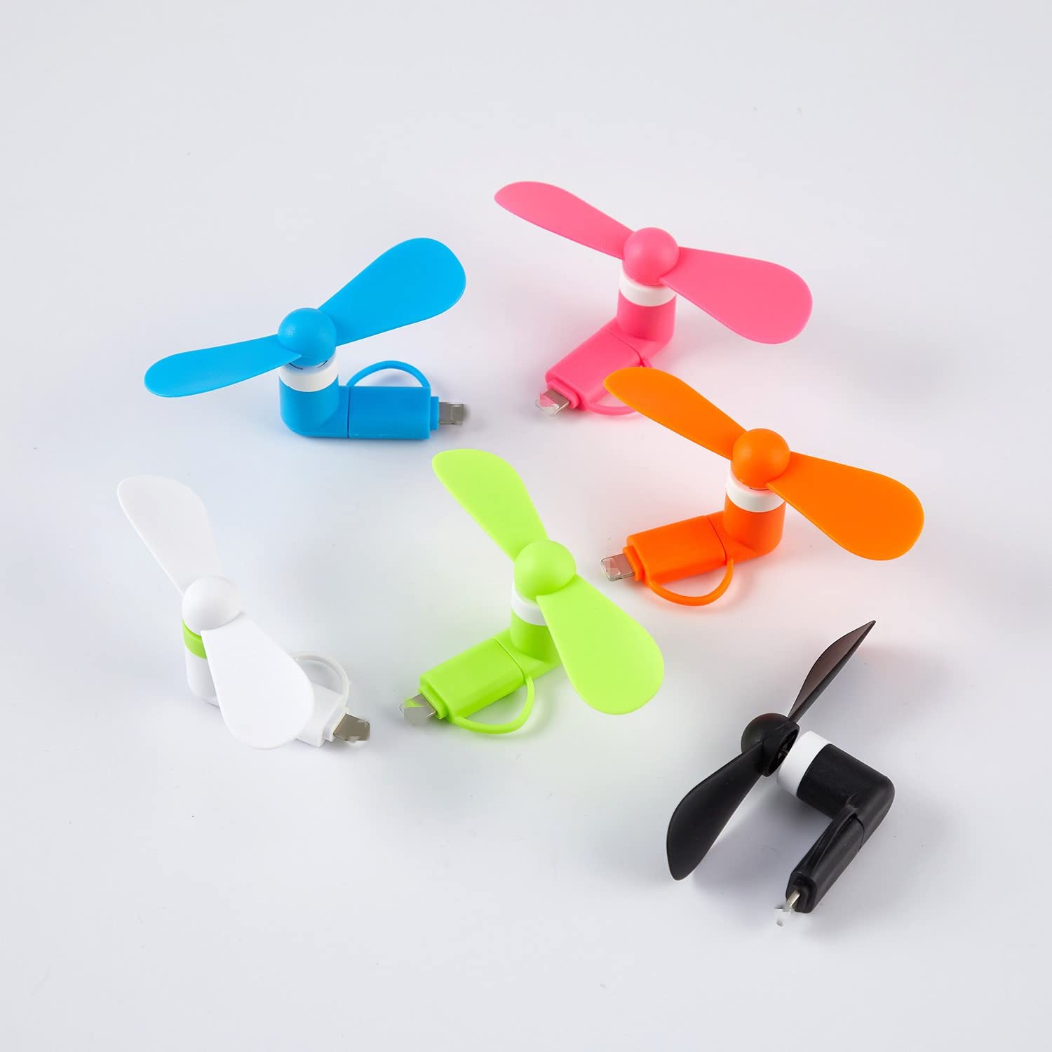 Gfytdxe Mini Cell Phone Fan - Colorful and Powerful 2-in-1 Fan Compatible for iPhone, iPad, Android Smartphone,Tablet - Cell Phone Summer Accessories - (6-Pack)