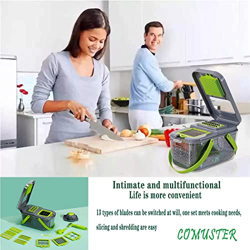 COMUSTER Vegetable Chopper, Pro Onion Chopper,Upgraded version multifunctional vegetable cutter mandolin slicer and peeler 20 in 1 vegetable cutter potato onion dicing machine.