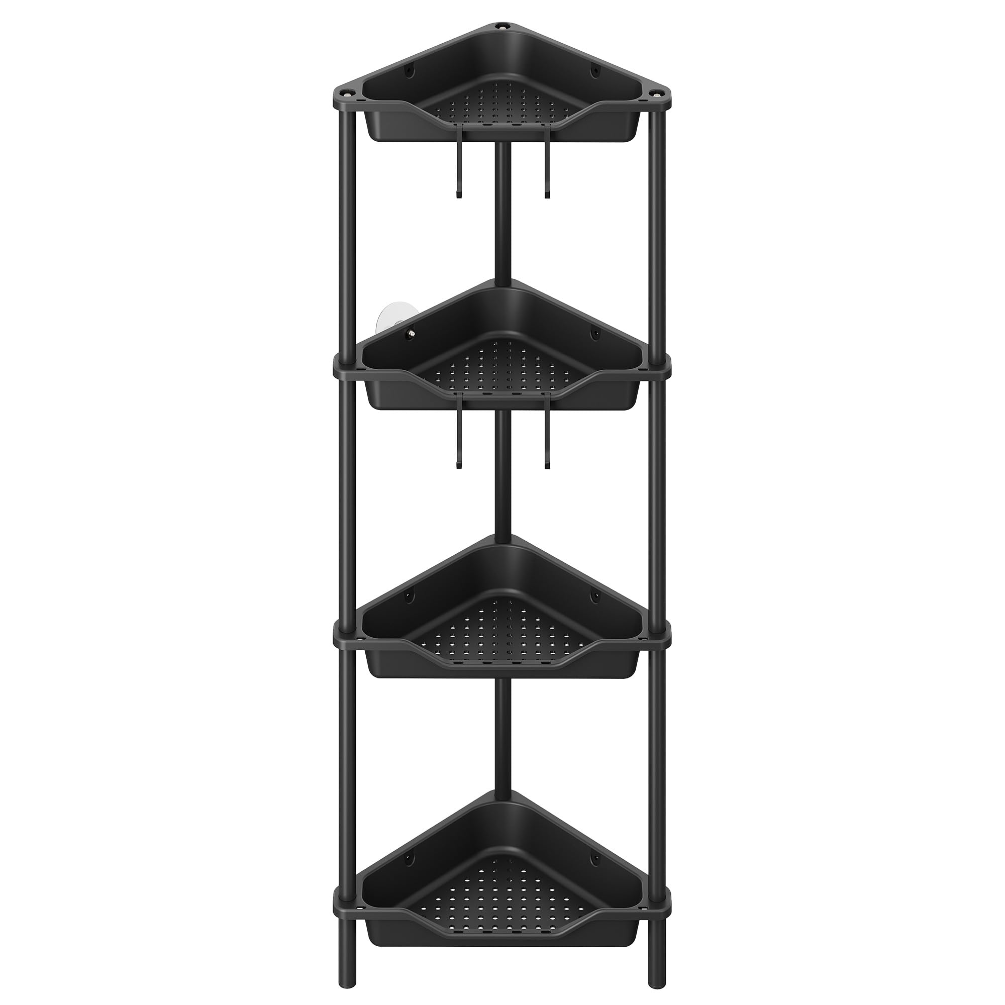 Purdaz 4 Tier Shower Caddy Organizer Shelf Corner, Rustproof, Plastic Shower Rack Stands for Inside Bathroom,Shower Pan, Black