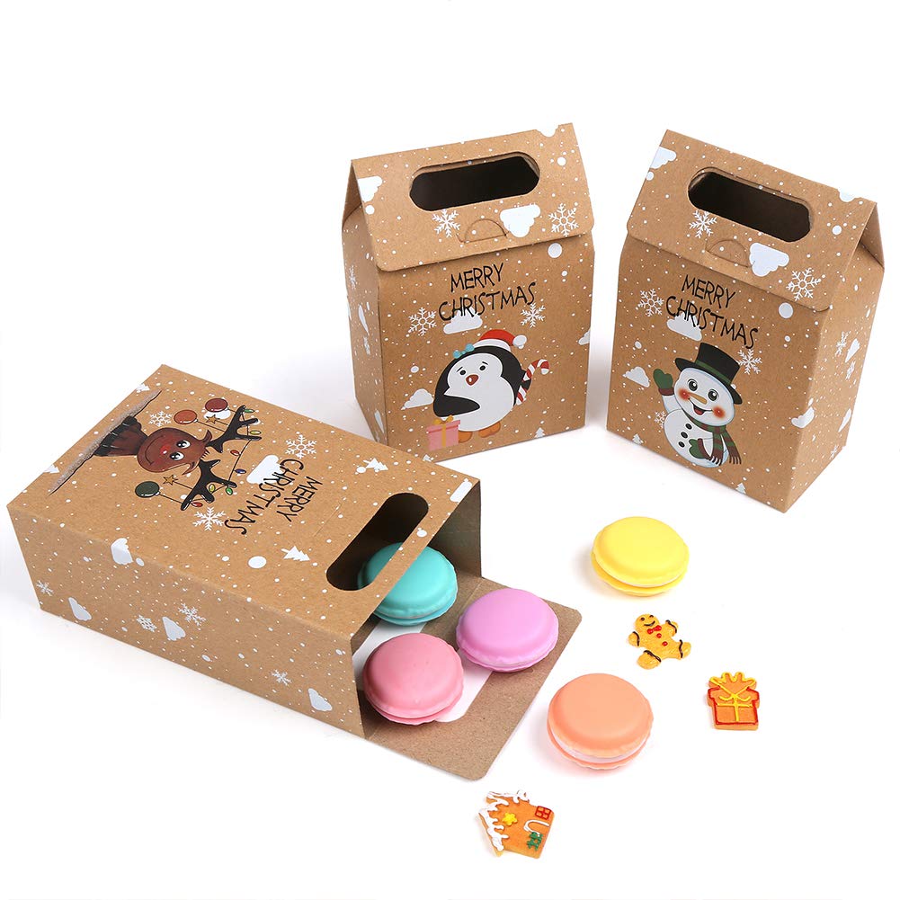 CCINEE Christmas Treat Bags, 24pcs Kraft Paper Gift Bags for Christmas Party Gift Packing Supply