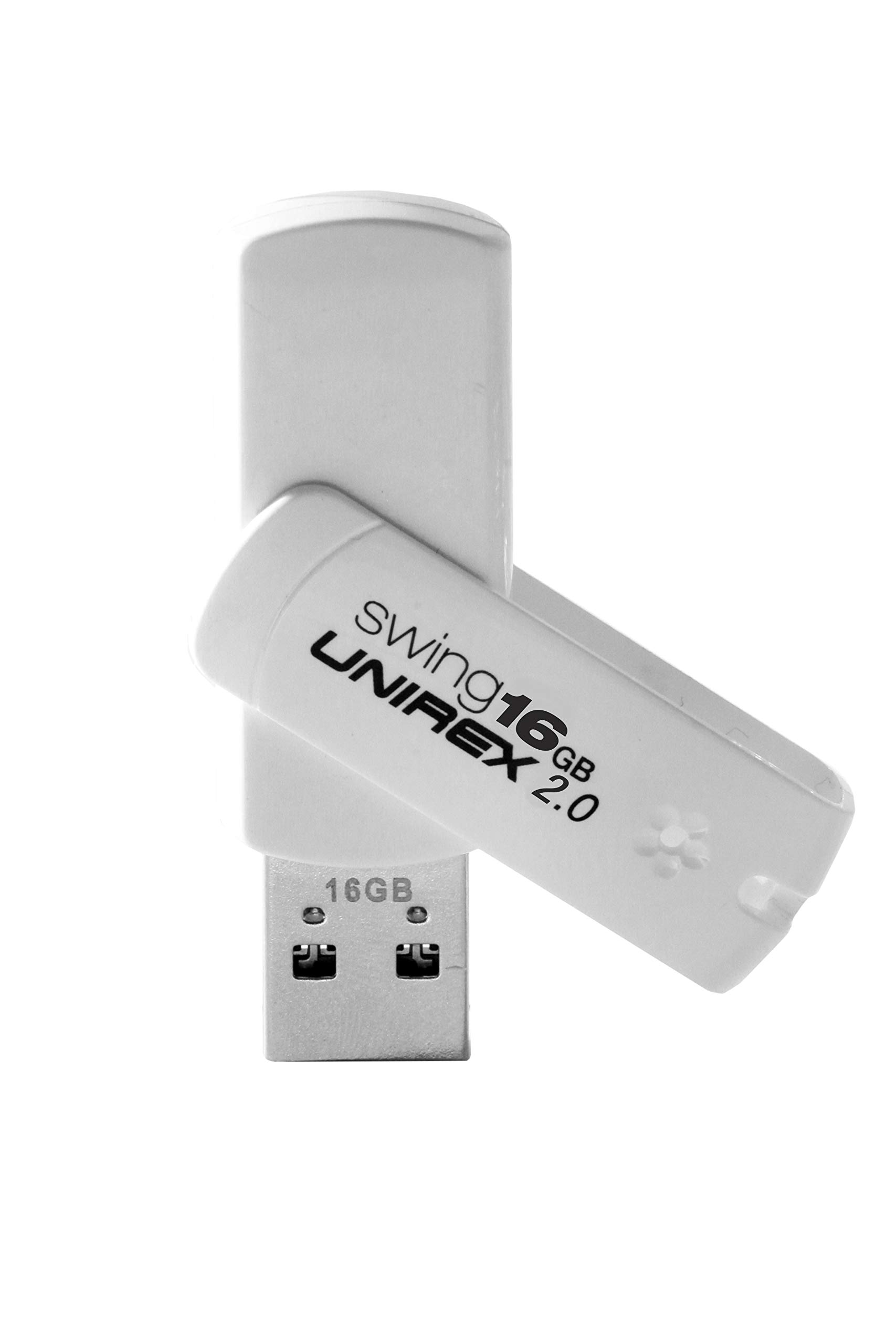Unirex 2 Pack Swing 16GB USB 2.0 Thumb Drive, White Variety Pack | Memory Stick Storage is Compatible with Computer, Tablet, or Laptop