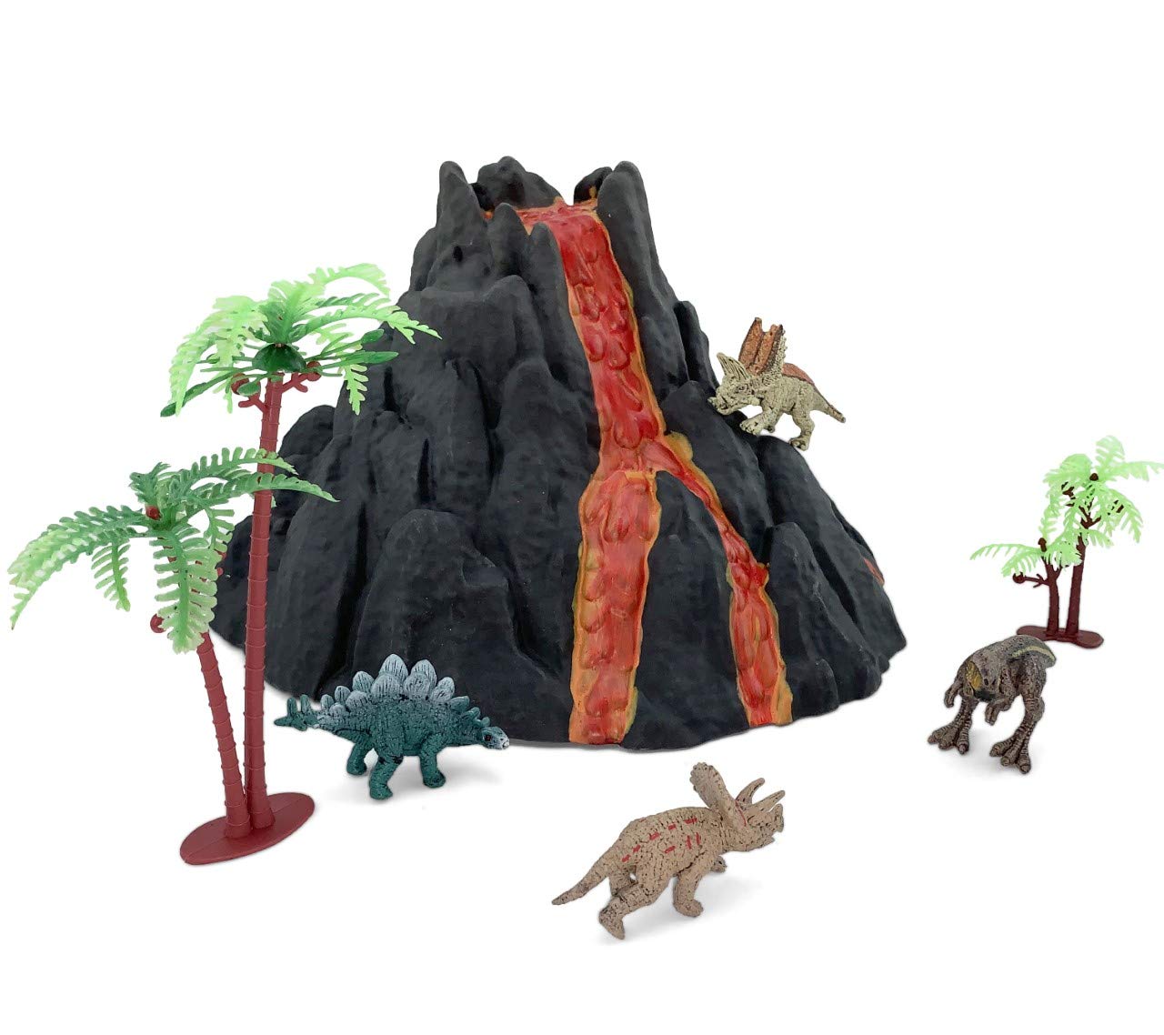Enjoyin Volcano Dinosaur Playset Including 4 Dinosaurs and 2 Trees Volcano Dinosaur Toys for Kids