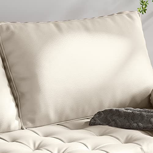 SILKIR 3-Person Sofa Couch for Living Room | Perfect for: Apartment/Studio/Office & Small Space | Poly Fabric | Fast and Easy Assembly Modern Contemporary Mid-Century, Faux Leather, White
