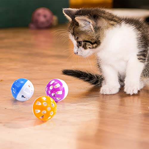 Bekith 120 Pack Plastic Cat Toy Ball with Bell, Kitten Chase Toy Interactive Cat Toys 6 Assorted Color