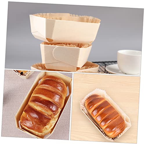 Cabilock 10pcs Wooden Toast Box Toaster Oven Pan Disposable Baking Pan Donut Mold Paper Bread Pan Baking Dishes for Oven Wood Loaf Pan Practical Toast Trays Non-stick Toast Plates Rectangle
