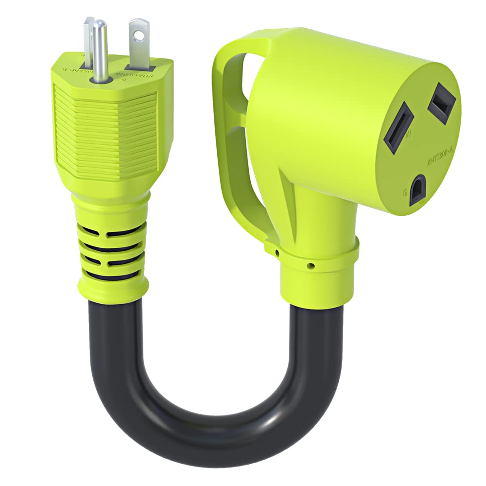 AOWEITOUR 20 Amp NEMA 5-20P to NEMA TT-30R Generator Adapter Cord, Outdoor Power Equipment for RV Trailer Camper with Handle,STW 12 AWG,ETL Listed(1FT)