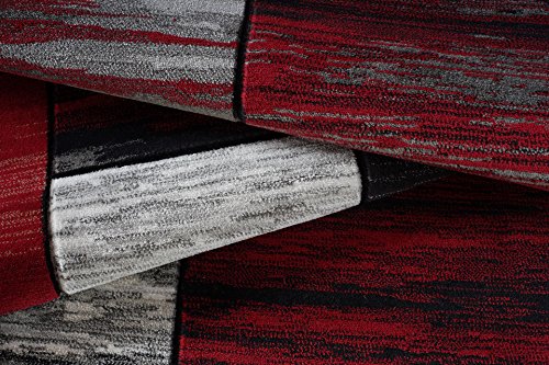 Ladole Rugs Geometric Design Contemporary Modern Copper Currant Area Rug - Amazing Carpet for Living Room, Bedroom, Kitchen, and Office - Red and Grey, 5x8(5'2" x 7'5", 160cm x 230cm)