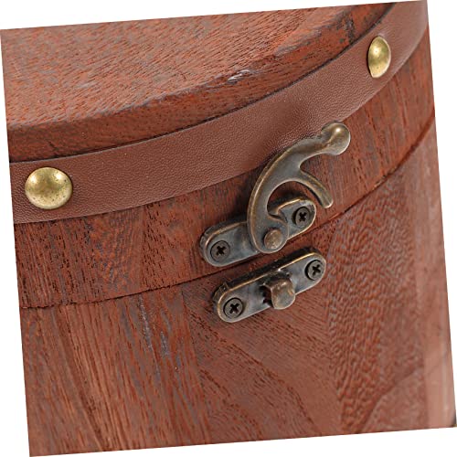Cabilock 1pc Multi-functional Natural Can Barrel Creative Sealing Snack Sugar Container Jars Light Jar Bag L Wood Airtight Cover Food Nuts Empty Lids Cellars Wooden Holder Candy