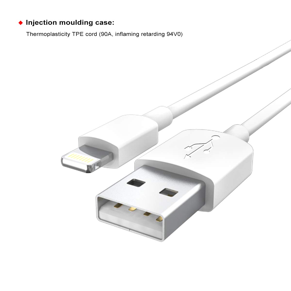 K123 Keytech Apple MFi Certified USB Lightning Cable 3ft iPhone Charger Cord 1M Premium White Data Cable for ipad, iPhone Xs/Xs Max/XR/X/8/8 Plus/7/7 Plus/6/6 Plus/5