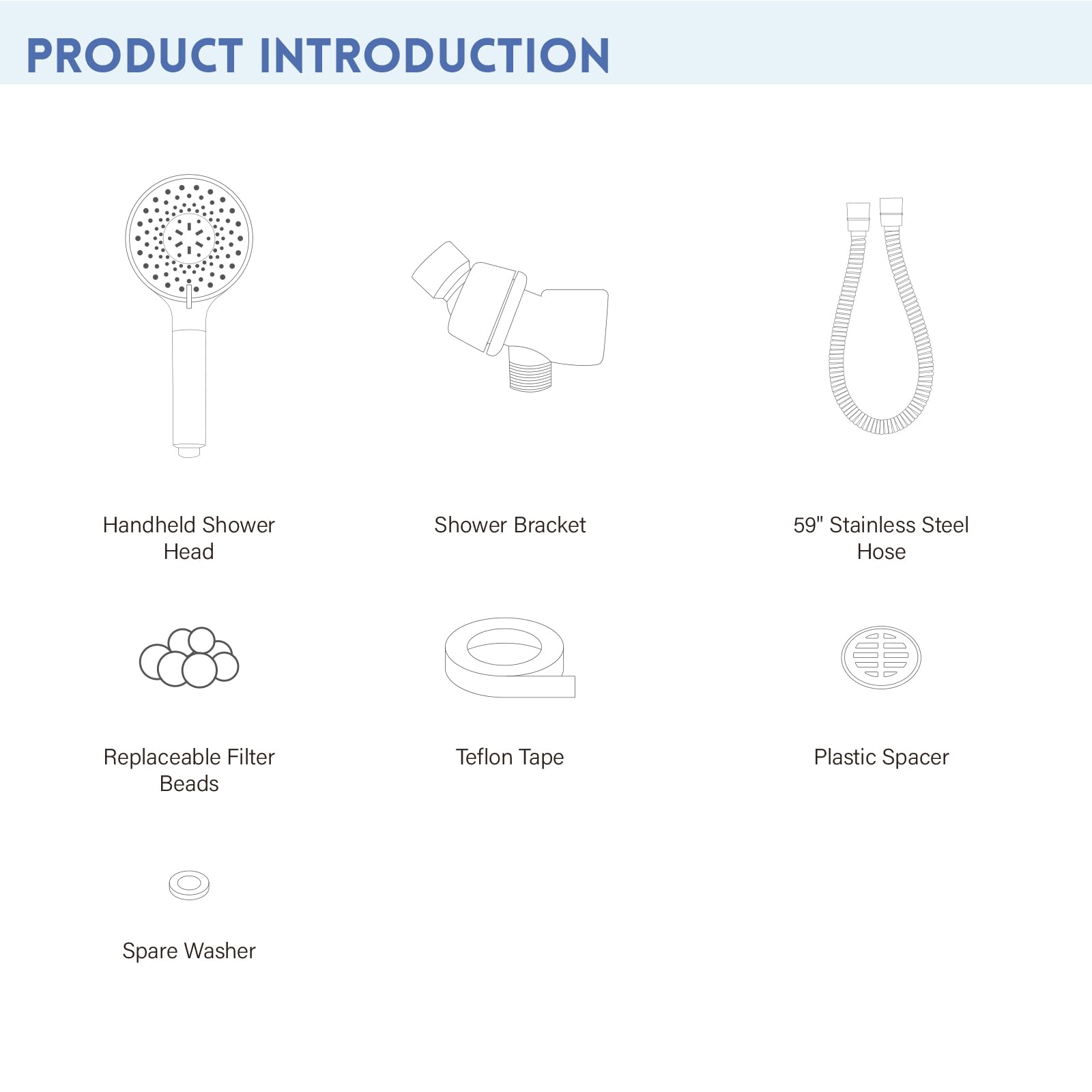 Ryamen Filtered Shower Head with Handheld,Black High Pressure 9 Spray Mode Showerhead with Hose,Bracket and Minerals Stones Replacement Filters for Hard Water,Anti-clog & Powerful to Clean