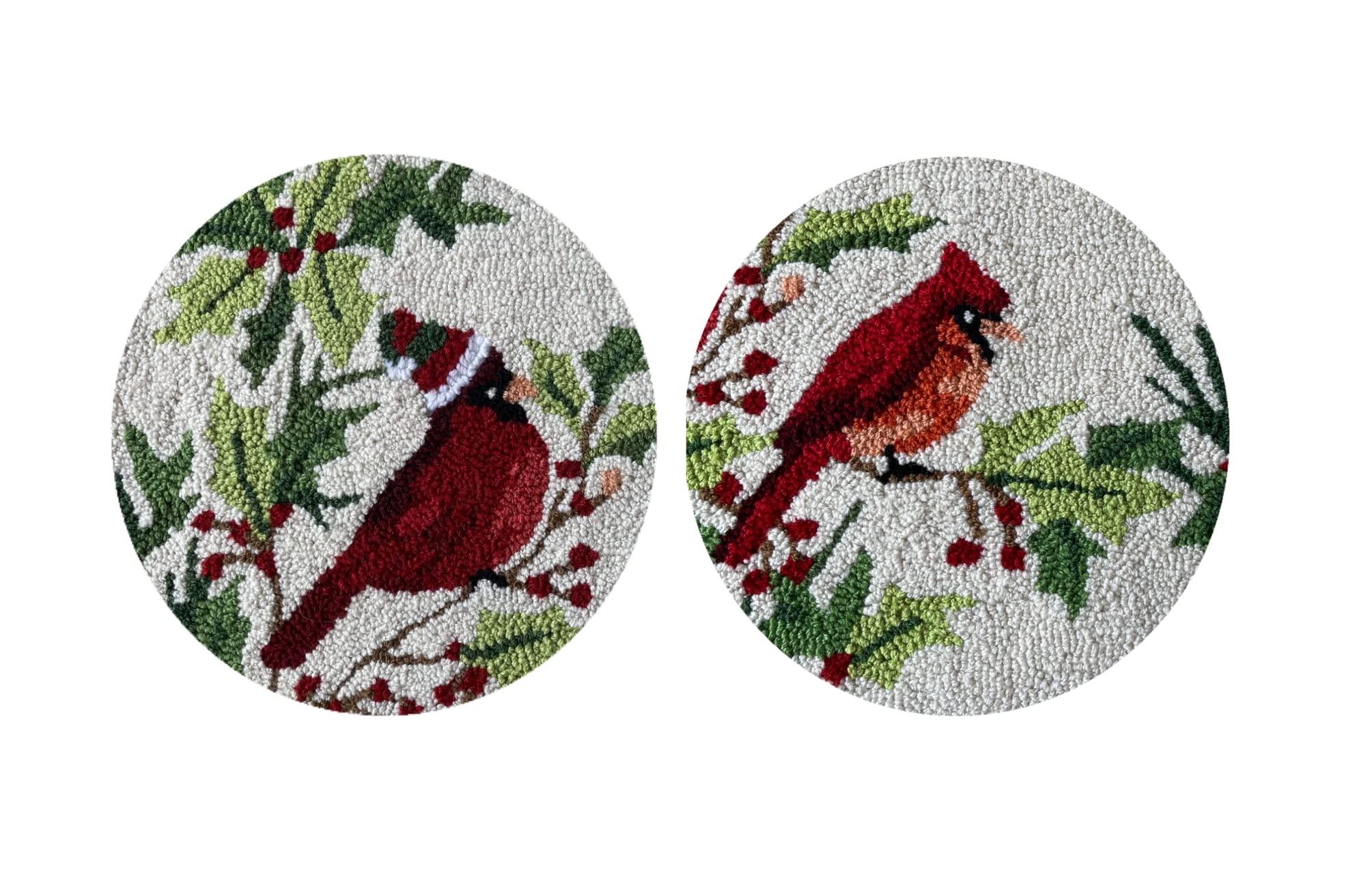 EZ.enjoy Winter Cardinal on Branch Holly Berries Joy Hand-Hooked Accent Rug 28.5 X 17 Inches for Holiday Christmas Home Decor