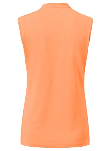 BGOWATU Women's Golf Polo T-Shirts Sleeveless V Neck Collarless Tennis Shirts UV Protection Quick Dry Lightweight Orange S