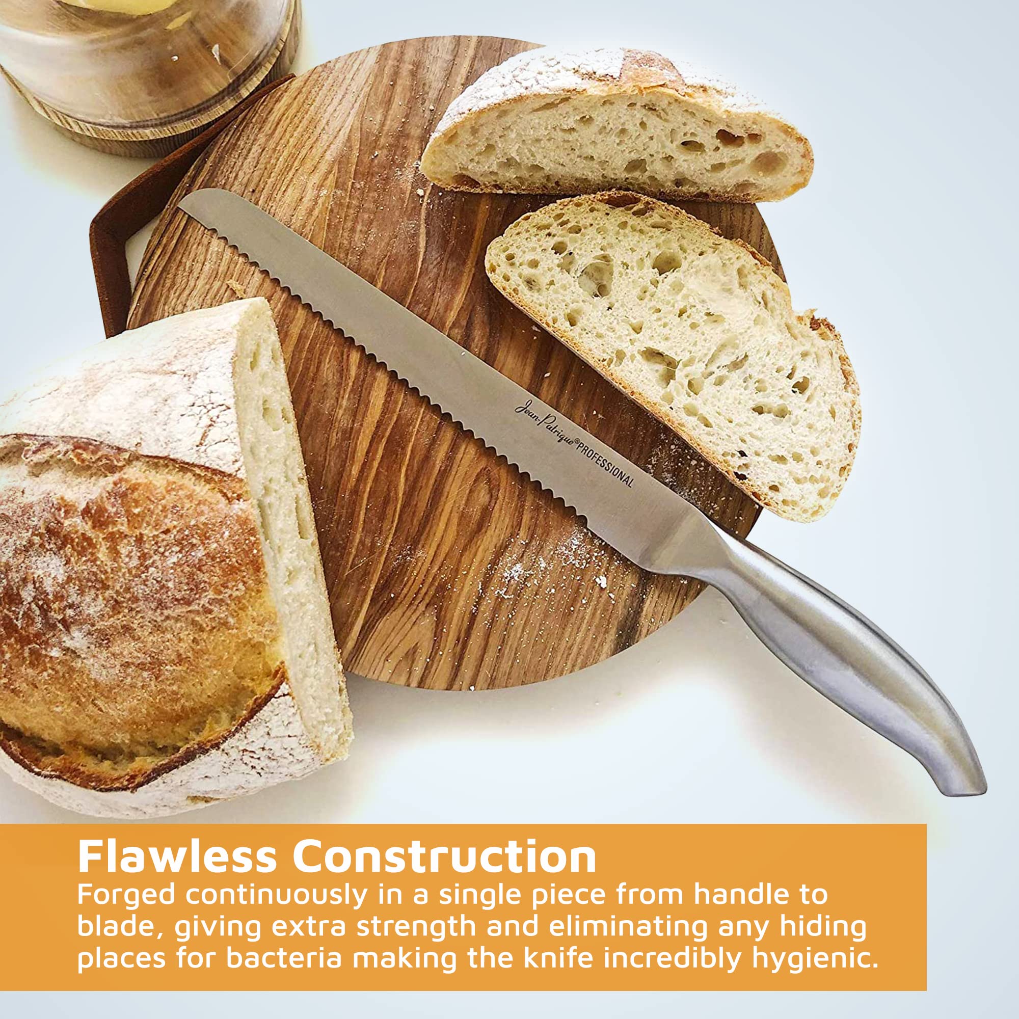 Jean-Patrique Chopaholic Stainless Steel Bread Knife - Single Forged Ergonomic Design Kitchen Cookware Bakeware | 9 Inch