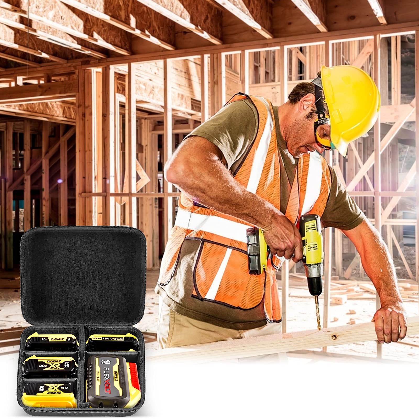 Battery Storage Box Holder Case for Dewalt for Milwaukee for Makita for Ryobi 8v/12v/18v/20v/60v Max XR Batteries and Charger - Bag Only