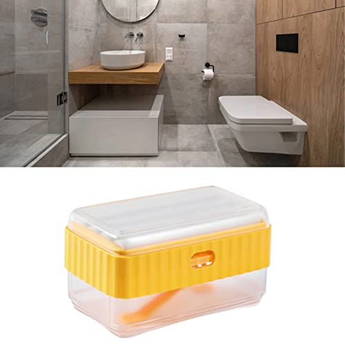 AMONIDA Box, Drainage Plastic Lathering Multifunctional Tray for Bathroom (Yellow)