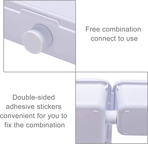 Desk Drawer Organizer Tray Set, 6 Pieces Plastic Interlocking Organizer Bins for Divider and Storage Office Storage Bins Container for Kitchen Bathroom Makeup Office Vanity Bedroom Dresser White