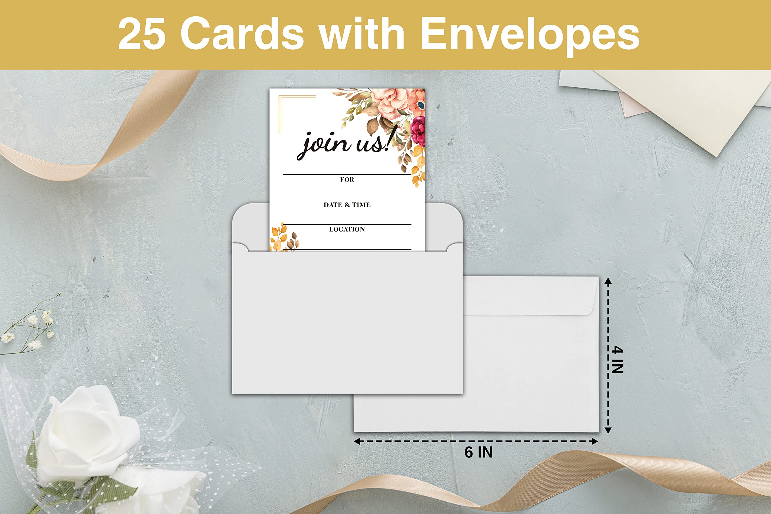 Wedding Reception Invitation, Burgundy Blush Floral Bridal Shower Fill-in Invites Cards, Beautiful and Minimalist Wedding Planning Supplies,07(25 Pack)