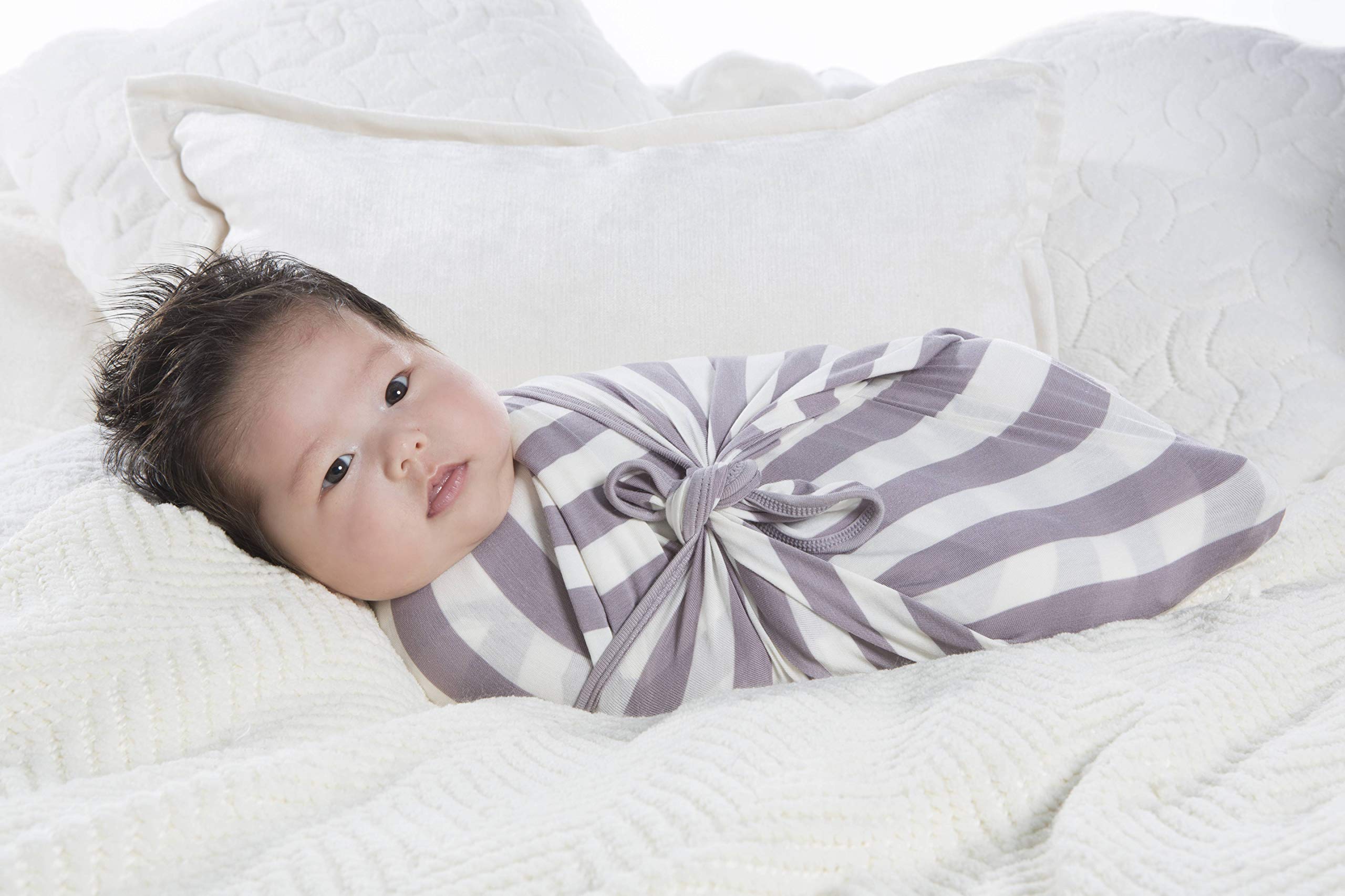 KicKee Pants Baby Essentials Swaddling Blanket Girls, Lotus Stripe, One Size