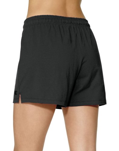 Champion Jersey, Comfortable Women, Lightweight 100% Cotton Shorts, 5", Black, Medium