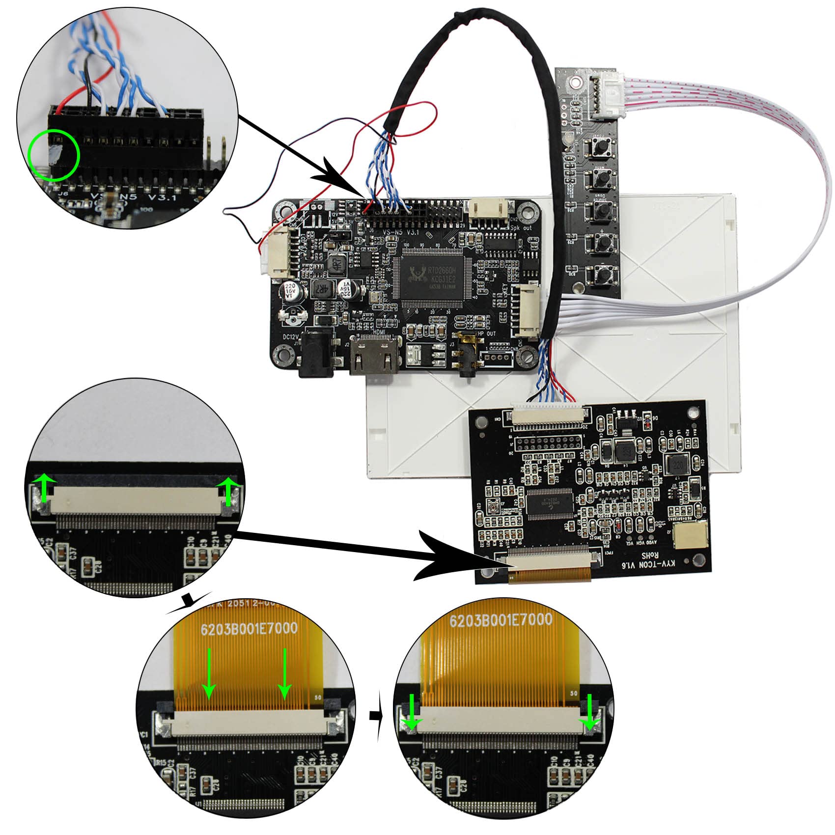 VSDISPLAY 5" ZJ050NA-08C 5 inch 640X480 LCD Screen Work with HD-MI LCD Controller Driver Board VS-N5V3.1 AT050TN22 Replacement Screen
