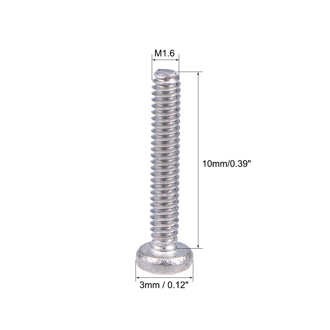 uxcell M1.6x10mm Machine Screws Pan Phillips Cross Head Screw 304 Stainless Steel Fasteners Bolts 100Pcs
